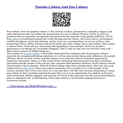 Popular Culture And Pop Culture | PDF | Music | Entertainment