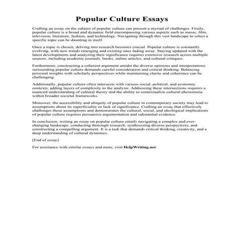 Popular Culture Essays | PDF