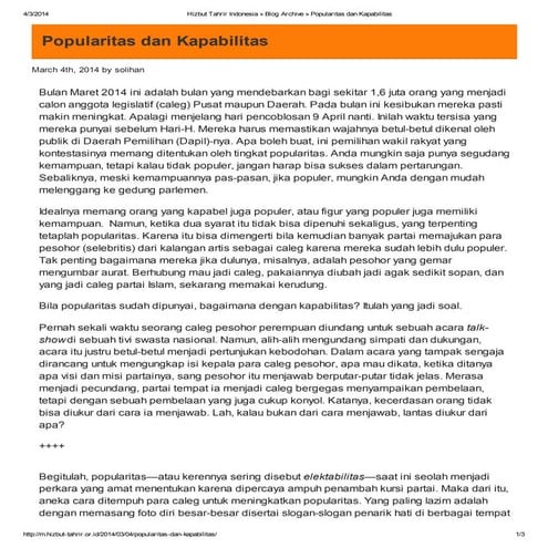 Popularitas dan kapabilitas | PDF