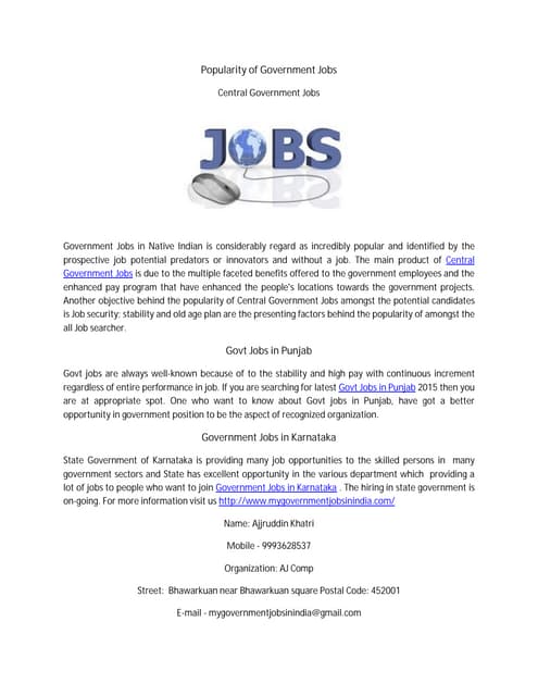 State government jobs openings in india | PPT