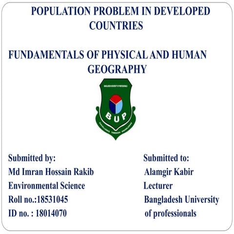 Population problems in developed countries | PPTX
