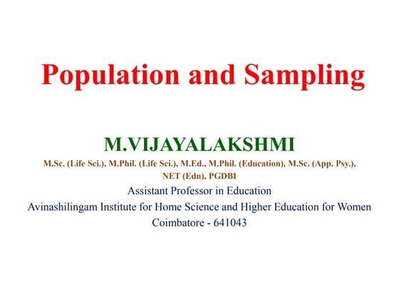 Population & sample lecture 04 | PPT