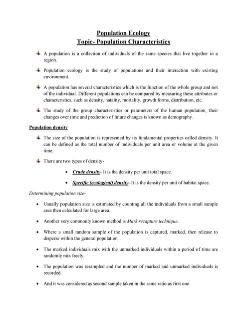 I MSc II Semester - Characteristics of a population.ppt
