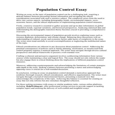 Population Control Essay | PDF