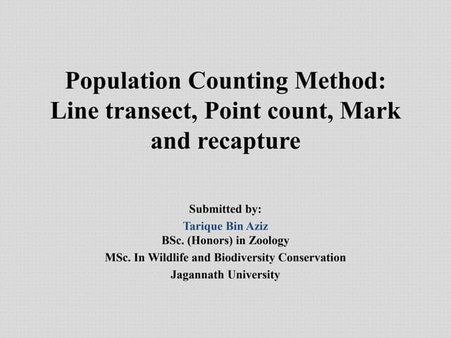 Population Counting Method Line Transect Point Count Mark And
