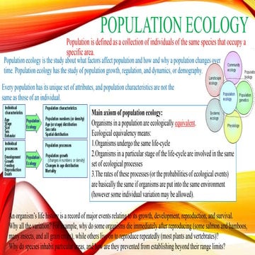 Population Ecology and major characteristics of population | PPT