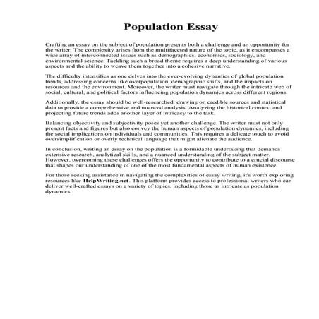 Population Essay. Roberts Wesleyan University | PDF