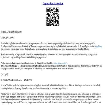 Population Explosion | PDF | Environment | Science