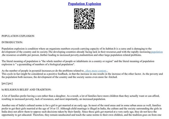 Essay On Population Explosion Wiki | PDF