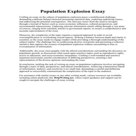 Population Explosion Essay. Population explosion and its effects essay ...