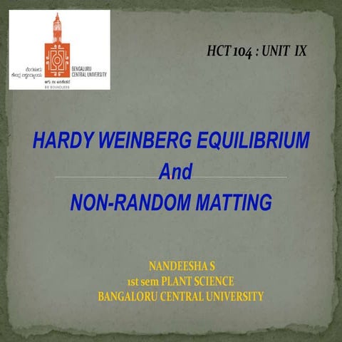 Population genetics-hardy weinberg equilibrium and non random matting | PPT