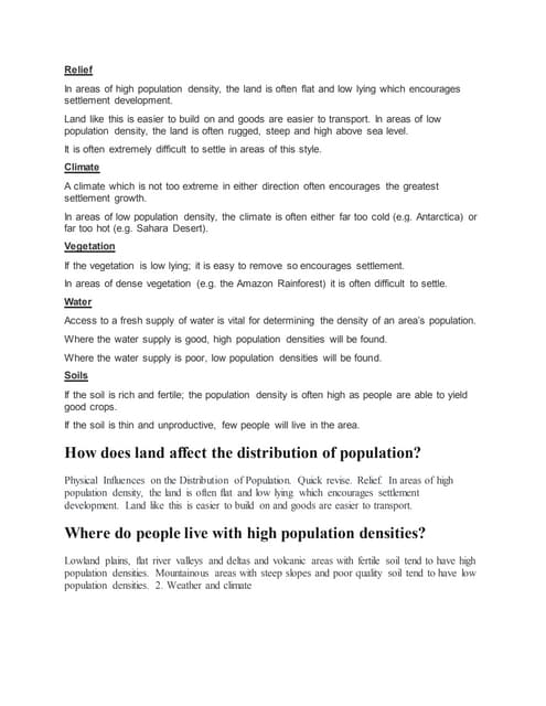Factors Affecting Population Distribution | PPTX