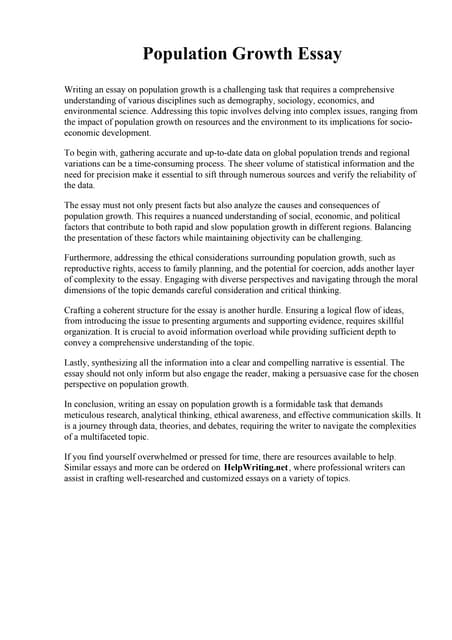 World Population Essay.pdfWorld Population Essay | PDF