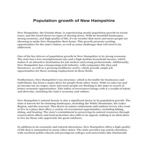 New Hampshire Population 2018
