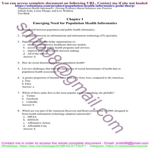 Question Bank for Population Health Informatics by Ashish Joshi and ...