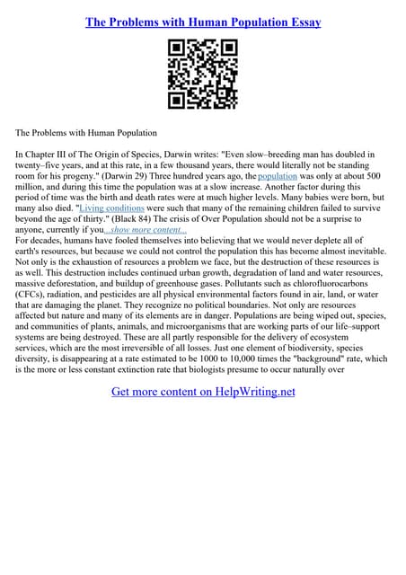 Growing Population Essay | PDF | Biological Sciences | Science
