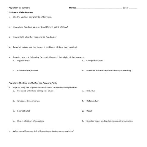 Populism documents worksheet_4 | PDF