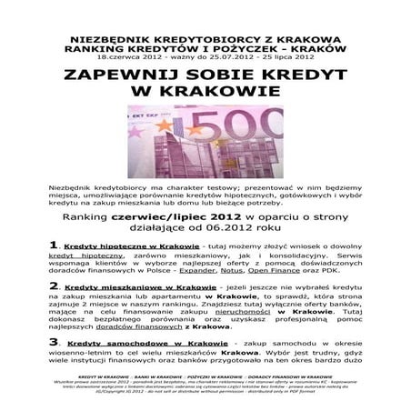 Kredyty, banki w Krakowie | PDF
