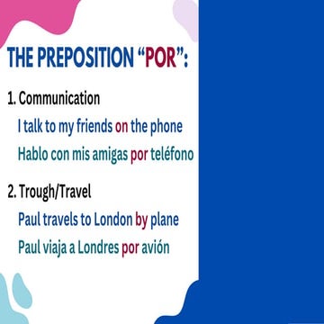 learn por and para in spanish in 10 minutes | PDF