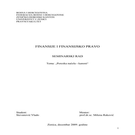 Poreska nacela kanoni | PDF