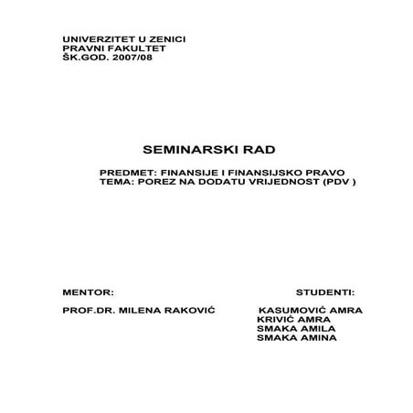 Porez na dobit u federaciji bih ij | DOC