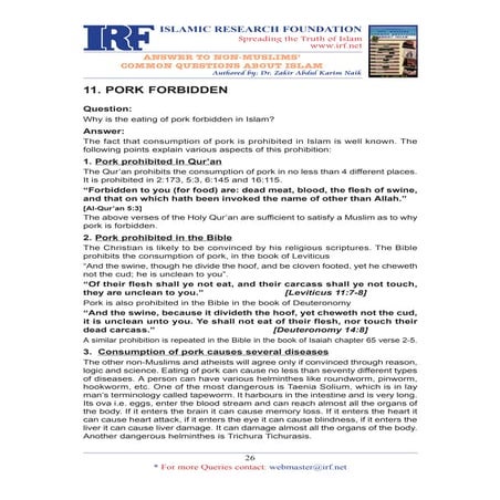 Why does Islam forbid pork | PDF