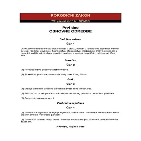 Porodicni zakon | DOC