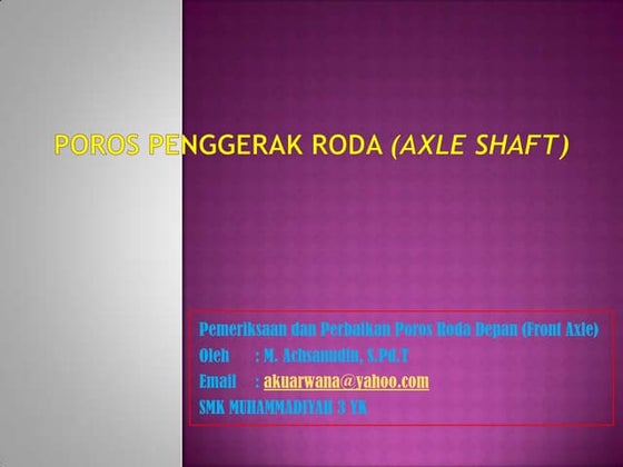 Jenis poros penggerak roda | DOCX