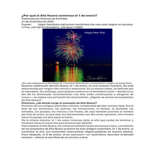 Por qué el Año Nuevo comienza el 1 de enero - earthsky.org - Dic 31 ...