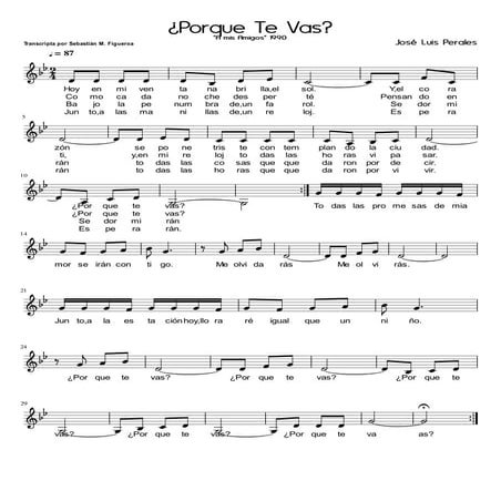 Porque Te Vas Partitura | PDF