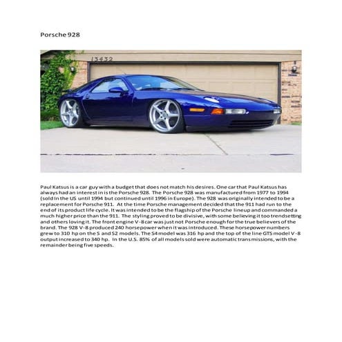 Porsche 928 | DOCX | Luxury Cars | Auto Type