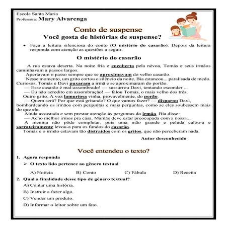 Conto de suspense e atividade. | PDF