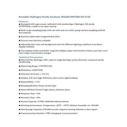 Portable Nitrogen Purity Analyzer (Model PNT500-N2-G-H) | DOCX