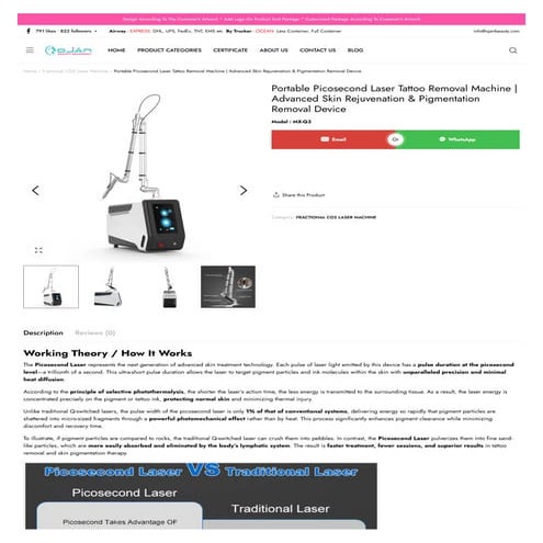 Portable Picosecond Laser Tattoo Removal Machine – Advanced Skin ...