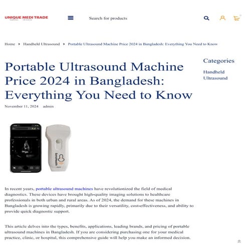 Portable Ultrasound Machine Price 2024 in Bangladesh Everything You ...