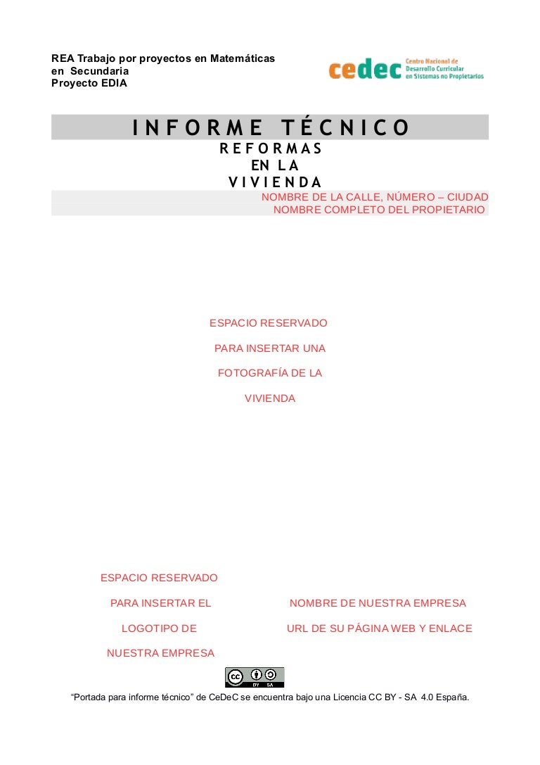 Portada para un informe tecnico