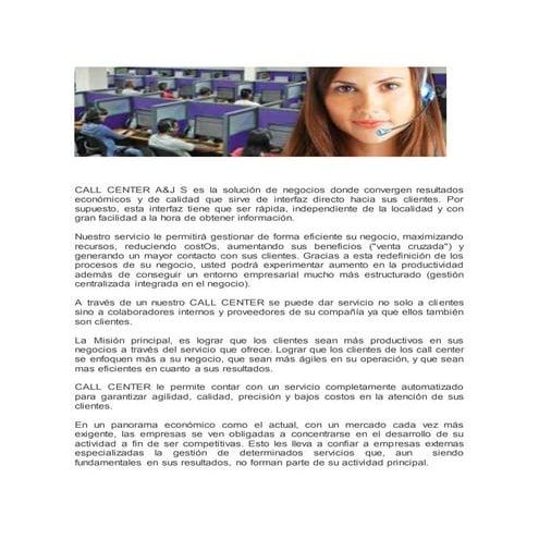 Portafolio de servicios del call center | DOCX