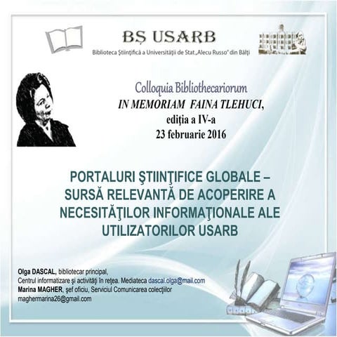 Olga DASCAL. Marina MAGHER PORTALURI ŞTIINŢIFICE GLOBALE – SURSĂ ...