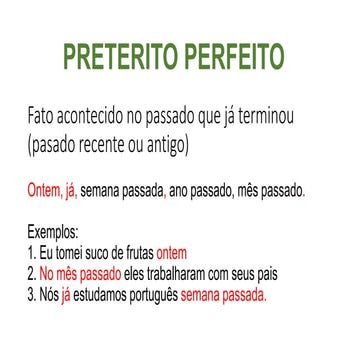 Pretérito Perfeito Portugués | PPT