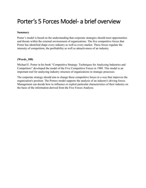 Porter's Five Forces Model | PPTX