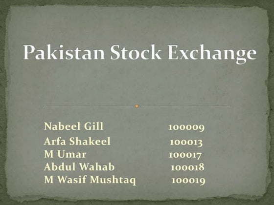 Pakistan Stock Exchange (PSX) | PPTX