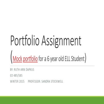 Portfolio assignment (mock portfolio for a 6 | PPTX