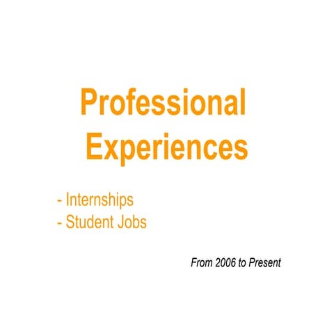 Professional Experiences | PPT | Business | Business and Finance