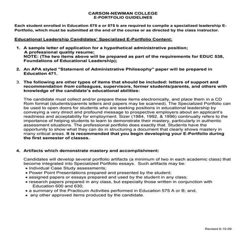 Portfolio guidelines | PDF | Education