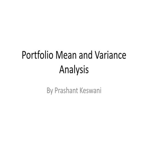 Portfolio mean and variance analysis | PPTX