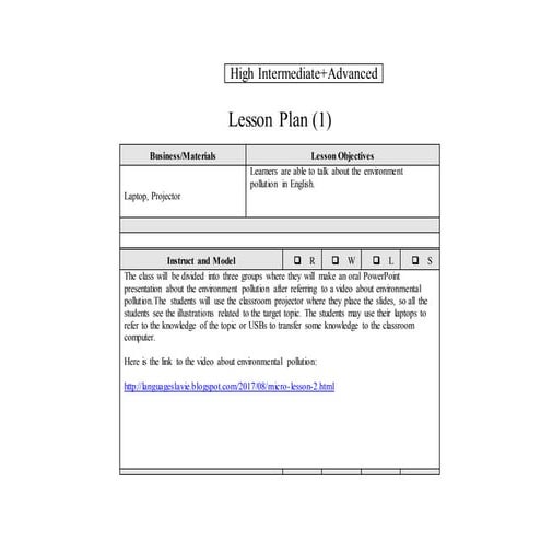 Portfolio of lesson plans | PPT