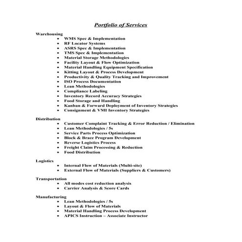 Portfolio of Services | PDF