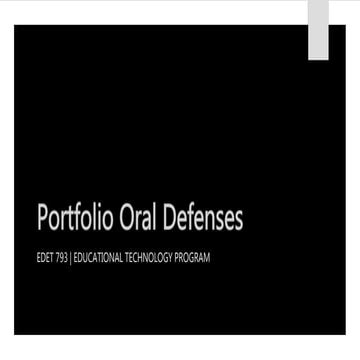 Portfolio Oral Defenses | PPT