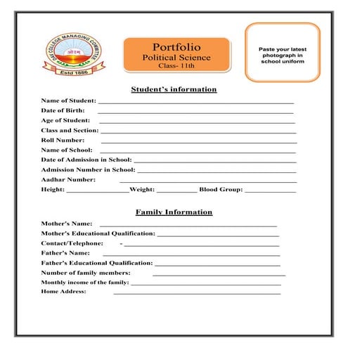 Portfolio Practice for 11th Class Political Science.docx | Elections | Politics