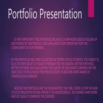 Portfolio presentation | PPTX | Educational Assessment | Education